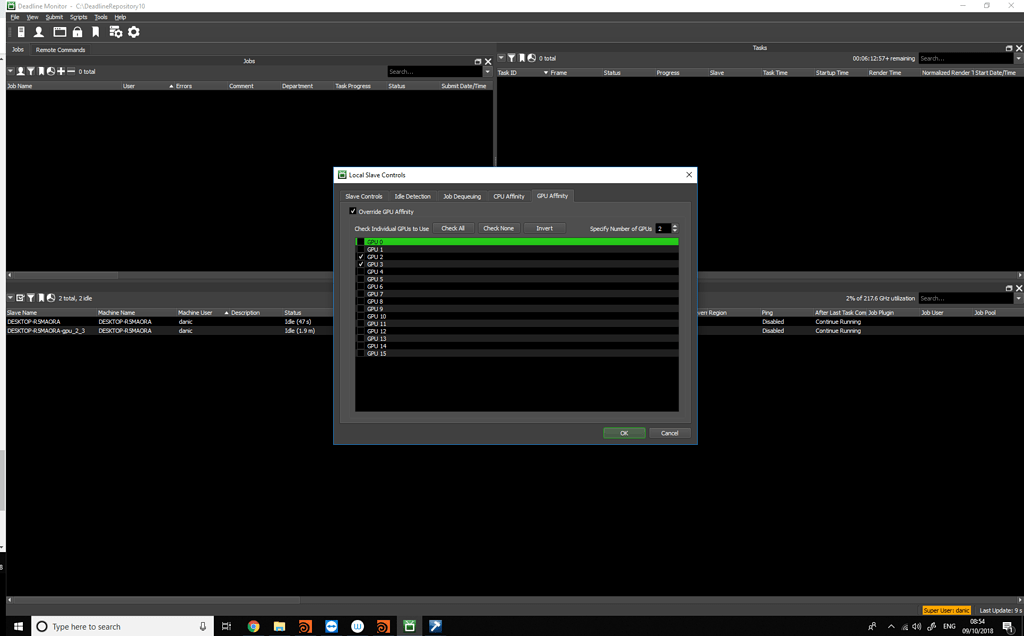 Houdini 16.5 GPU affinity between multiple Slaves - Deadline - AWS Thinkbox Discussion Forums