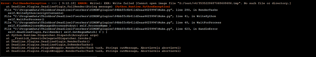 Nuke Error - cannot open .tmp files no such file or directory - Deadline - AWS Thinkbox ...