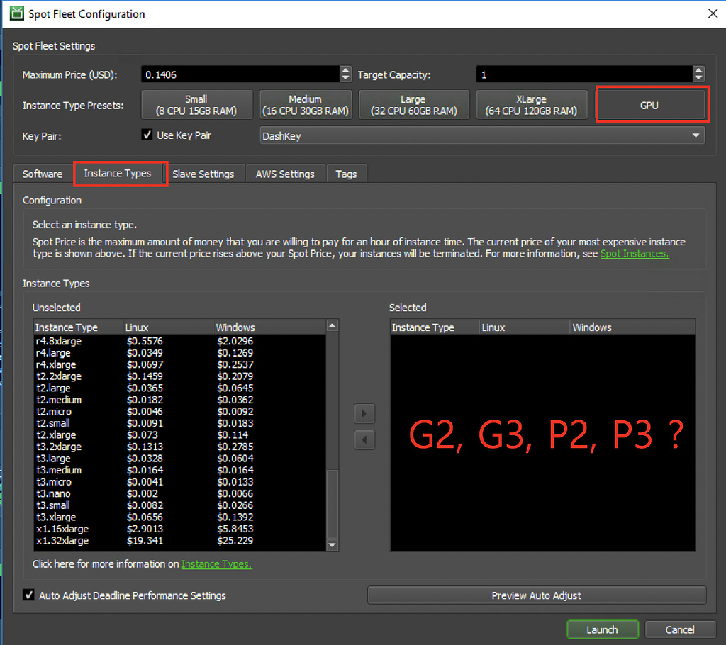 Deadline10 AWS Portal Tokyo Region EC2 Spot Fleet GPU Type Inquiry - Deadline - AWS Thinkbox ...